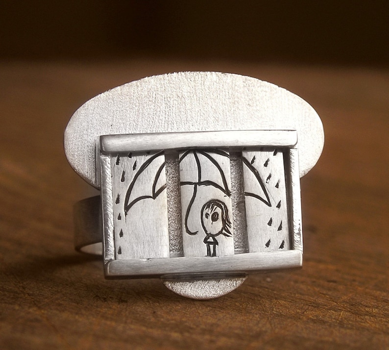 It is Raining- Slider Ring-sterling Silver - Etsy
