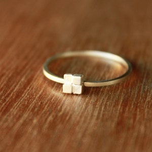 Tiny Block Ring - Stacking Ring - Sterling Silver - Etsy