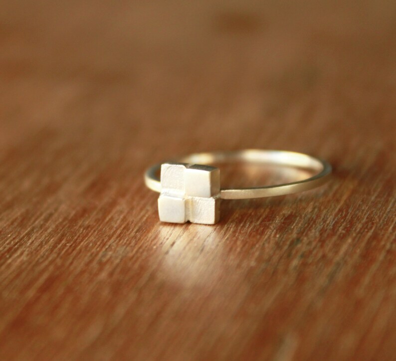 Block Ring Stacking Ring Sterling Silver - Etsy