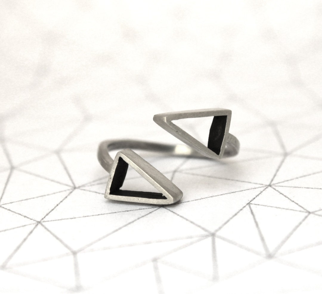 Parallel Triangles Ring - Sterling Silver - Geometric Jewerly ...