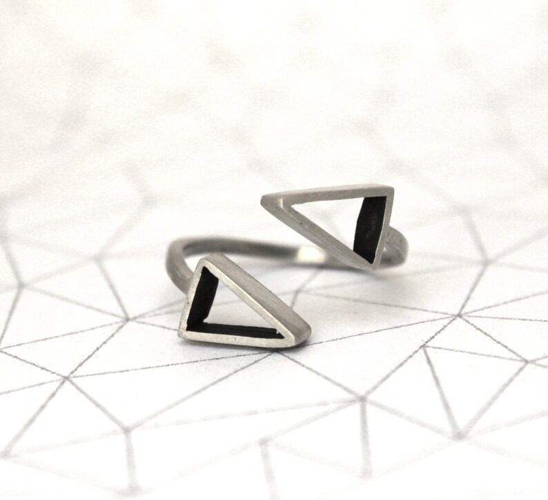 Parallel Triangles Ring - Sterling Silver - Geometric Jewerly ...