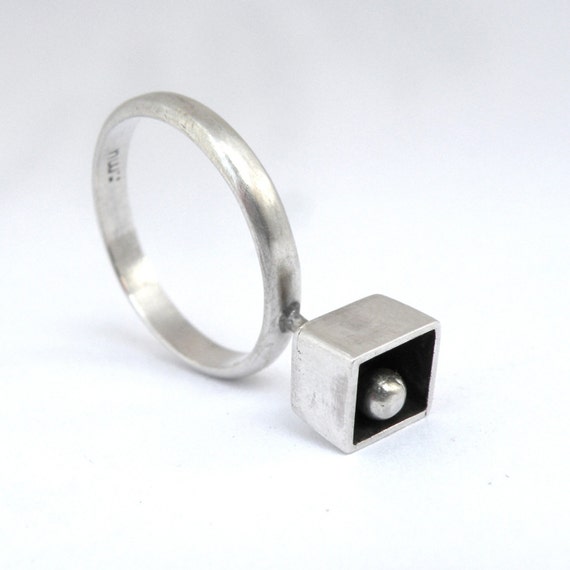 Cube Ring Sterling Silver | Etsy