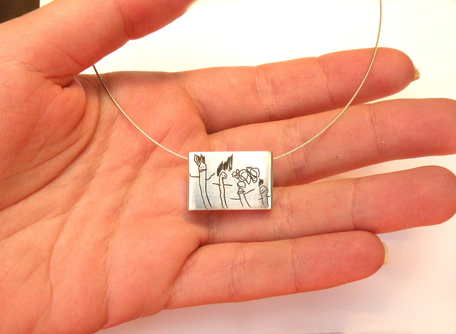 Personalized Sterling Silver Kids Artwork Pendant – Custom Children's ...