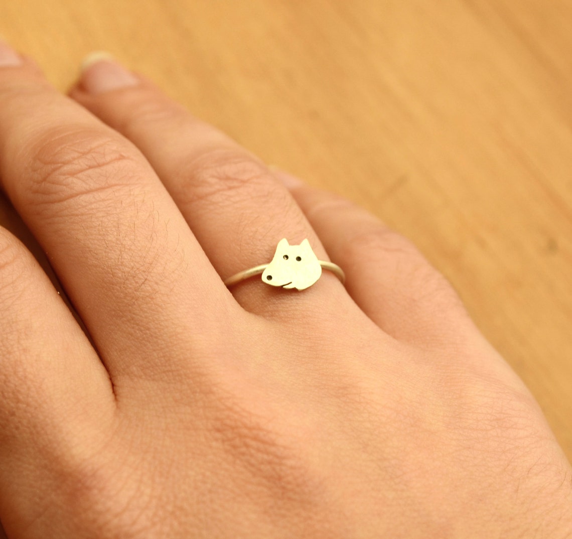 Tiny Dog Ring sterling Silver Dog Lover Gift - Etsy
