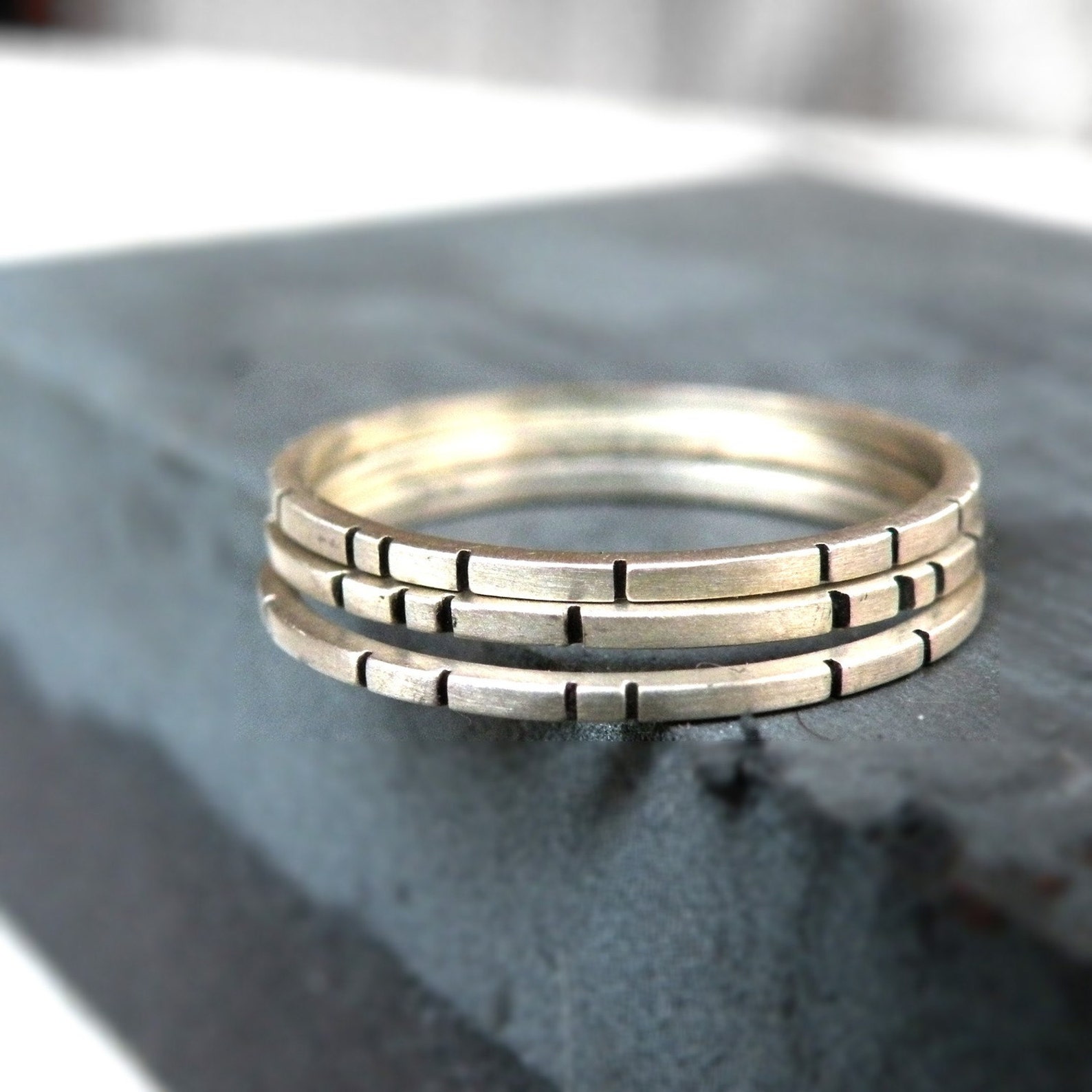Three Bricks Stackable Set of Rings-sterling Silver - Etsy