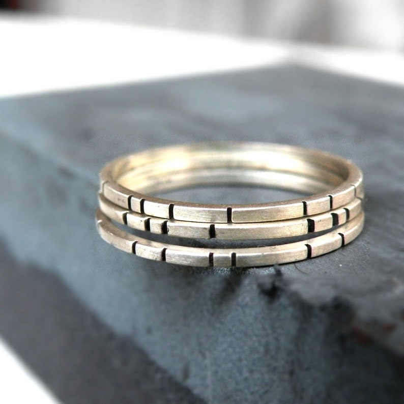 Three Bricks Stackable Set of Rings-sterling Silver - Etsy
