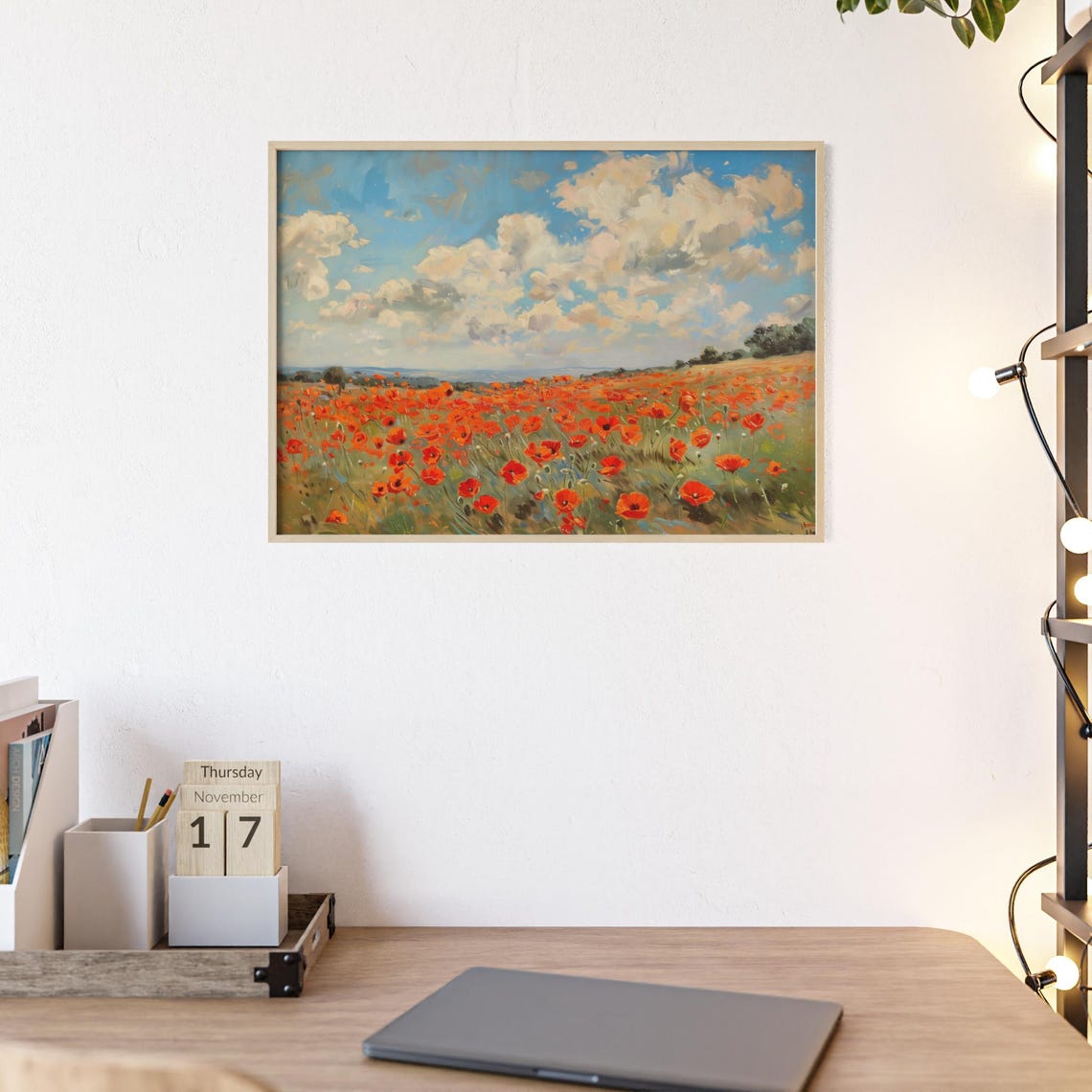 Field of Scarlet Poppies, Floral Landscape Oil Painting, Printable Wall ...