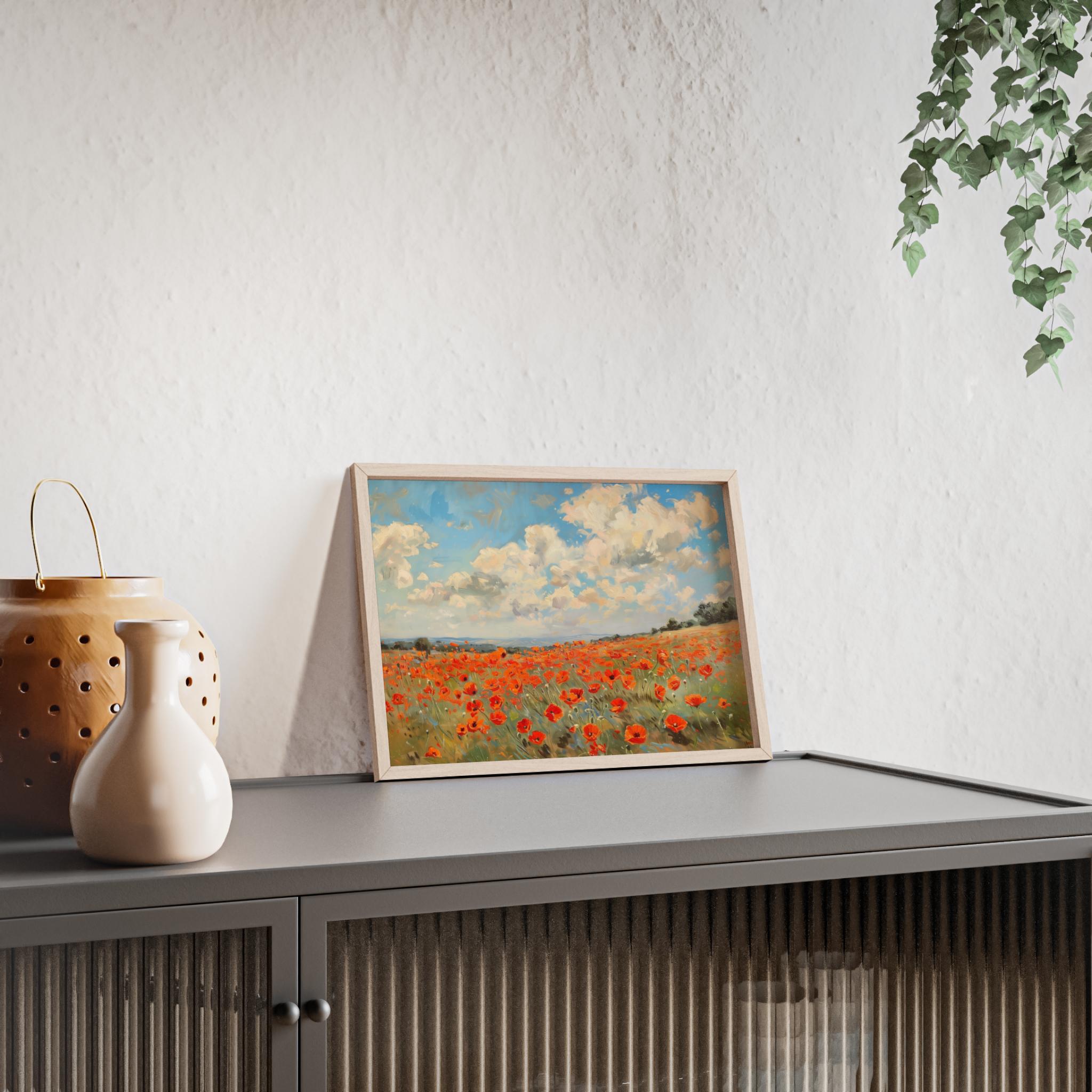 Field of Scarlet Poppies, Floral Landscape Oil Painting, Printable Wall ...