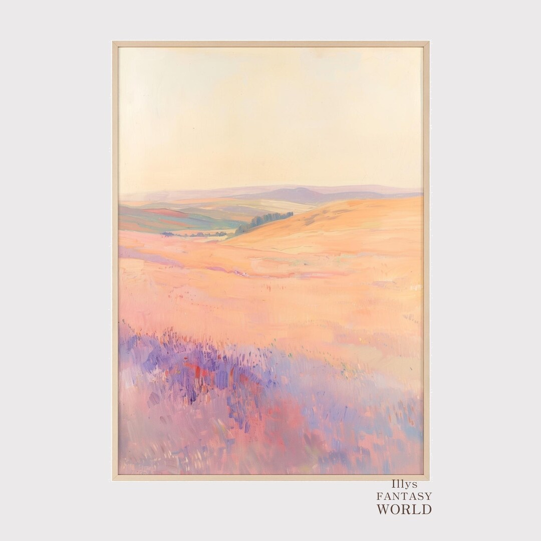 Golden Prairie Bliss, Pastel Field Landscape, Abstract Oil Painting ...