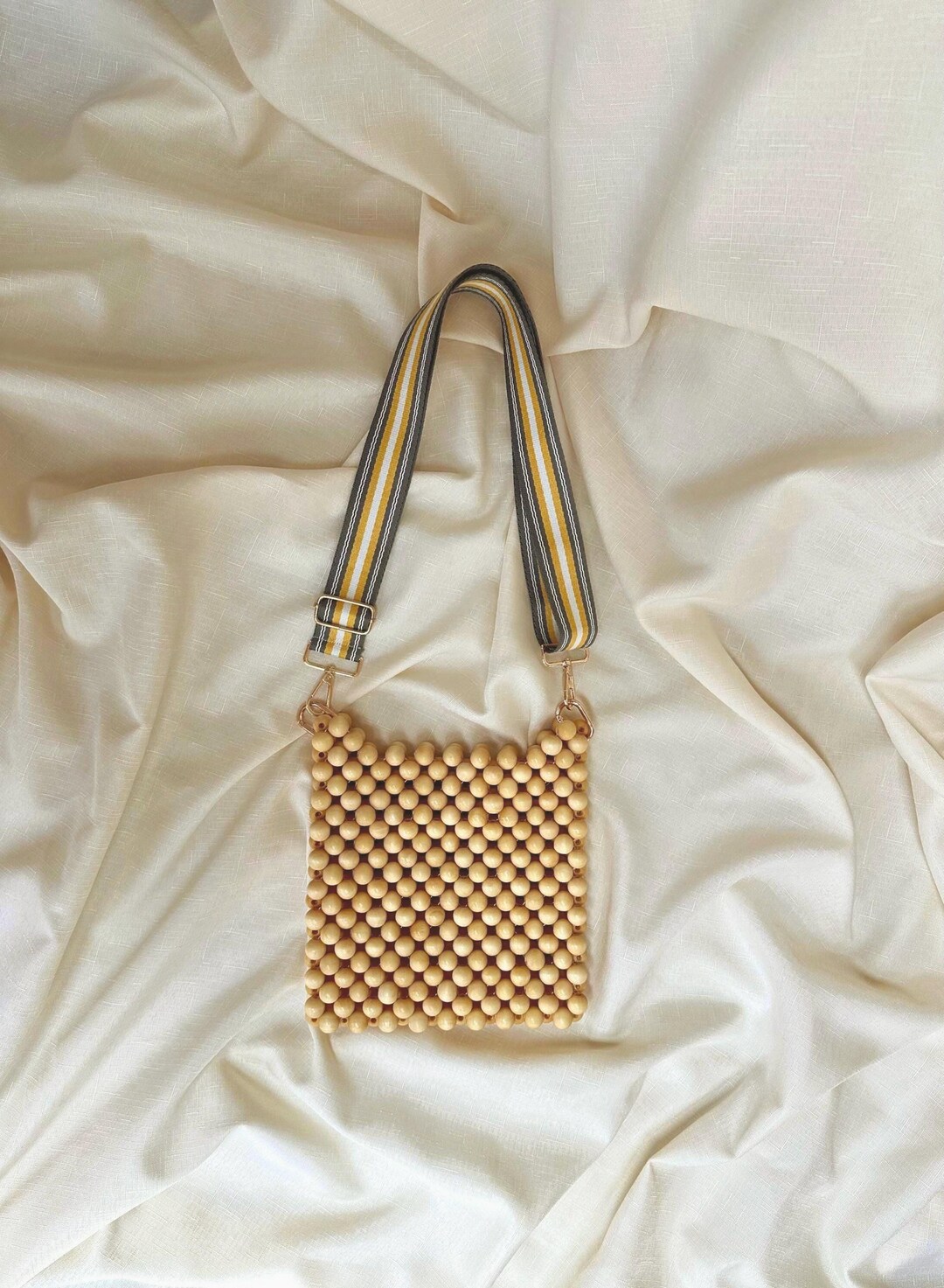 The Square Crossbody Purse | Wooden Bead Handbag, Handmade, Boho ...