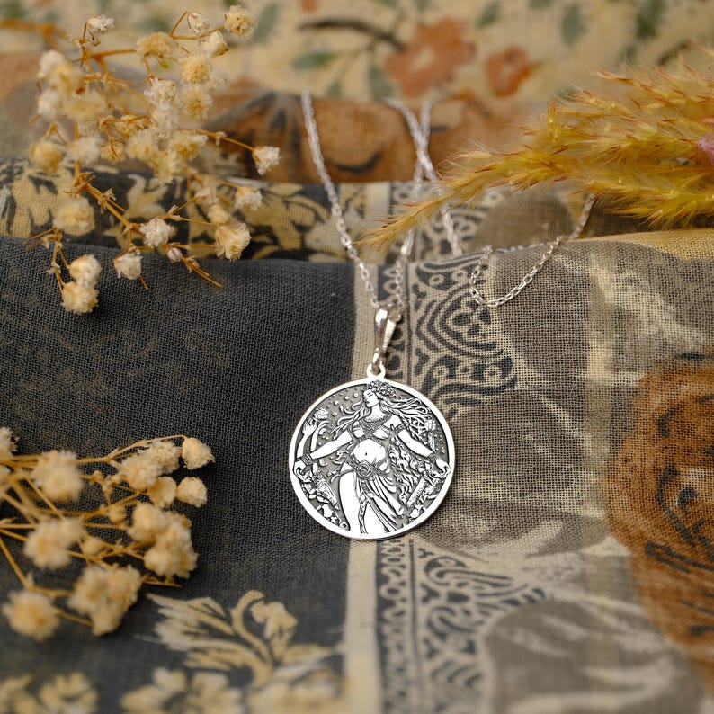 Freya Medallion – Norse Goddess Pendant – Gold Silver Bronze Necklace ...