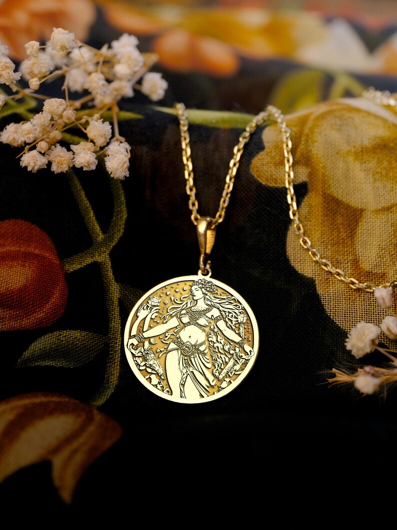 Freya Medallion – Norse Goddess Pendant – Gold Silver Bronze Necklace ...