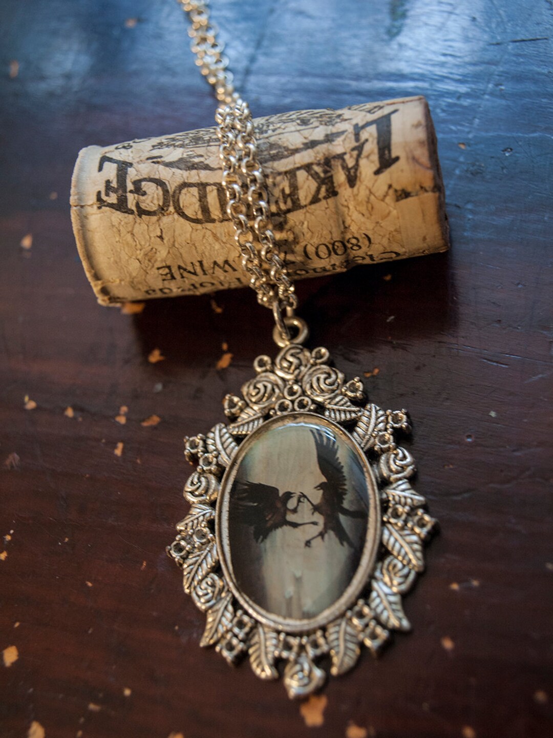 Scavenge the Riches - Ornate Gothic Raven Art Pendant, Crow Necklace ...