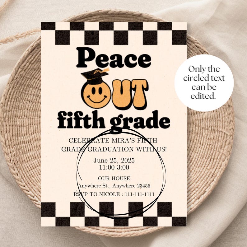 5th Grade Graduation Invite,editable Digital Download,fun Fifth Grade ...