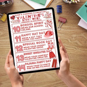 Editable Valentine February Spirit Week Flyer,valentine's Spirit Week ...