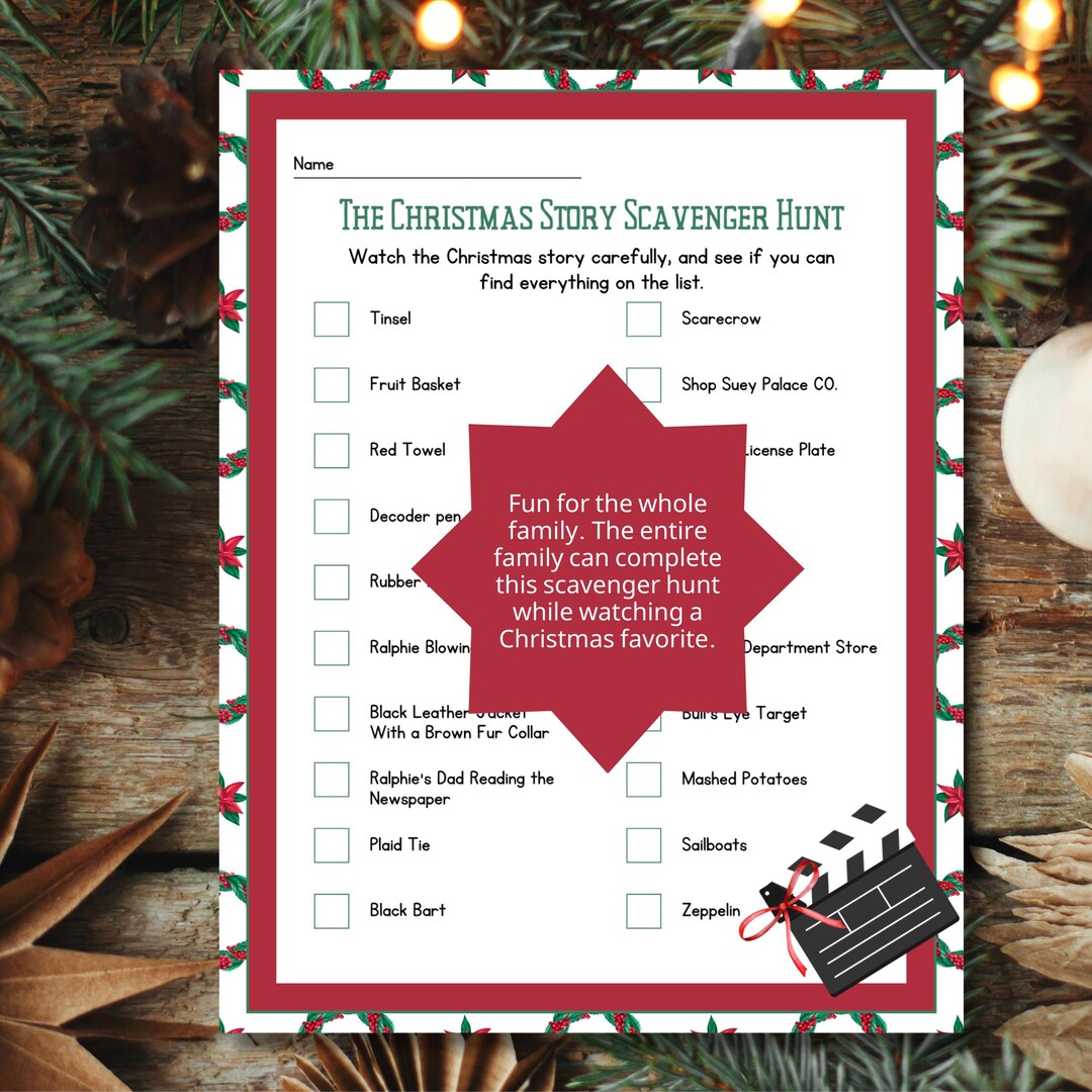 Christmas Movie Night Scavenger Hunt Christmas Movie Activity Family ...