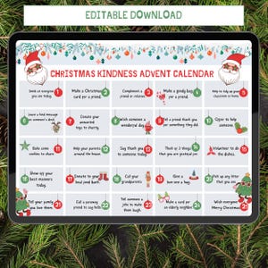 Kindness Advent Calendar Teen Advent Calendar Printable Advent Calendar ...
