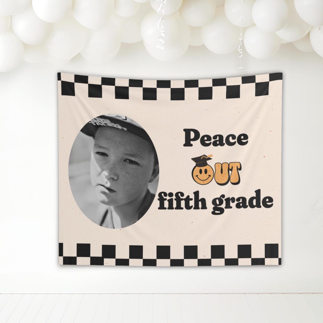 5th Grade Graduation Decorations, Peace Out Fifth Grade Banner, Fifth ...