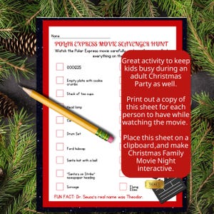 Christmas Movie Night Scavenger Hunt | Christmas Movie Activity ...