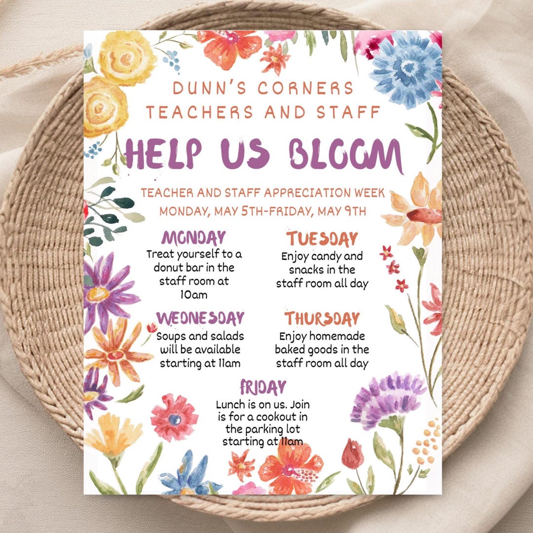 Floral Teacher Appreciation Week Theme, Wildflower Teacher Appreciation ...