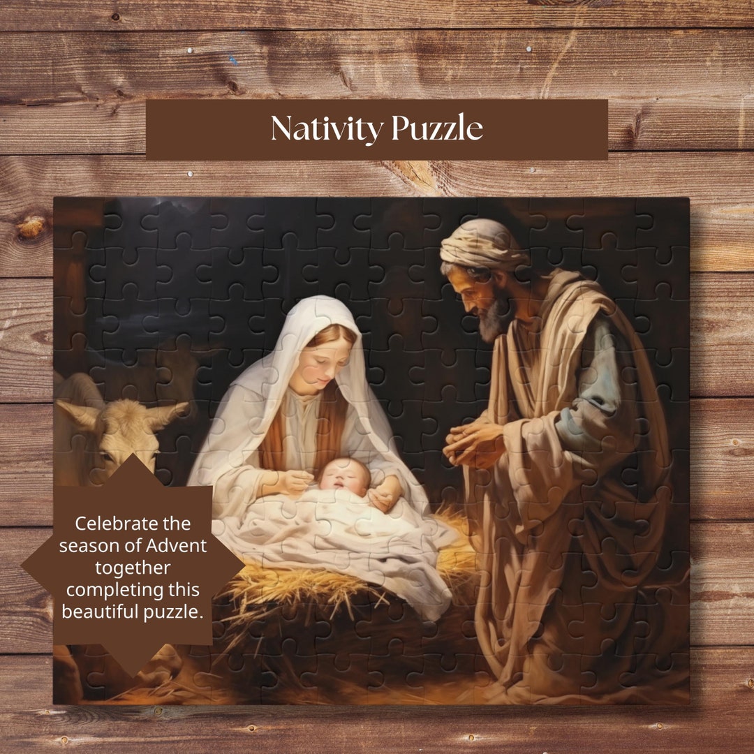 Birth of Jesus Christian Puzzle Nativity Wood Scene | Nativity Scene ...