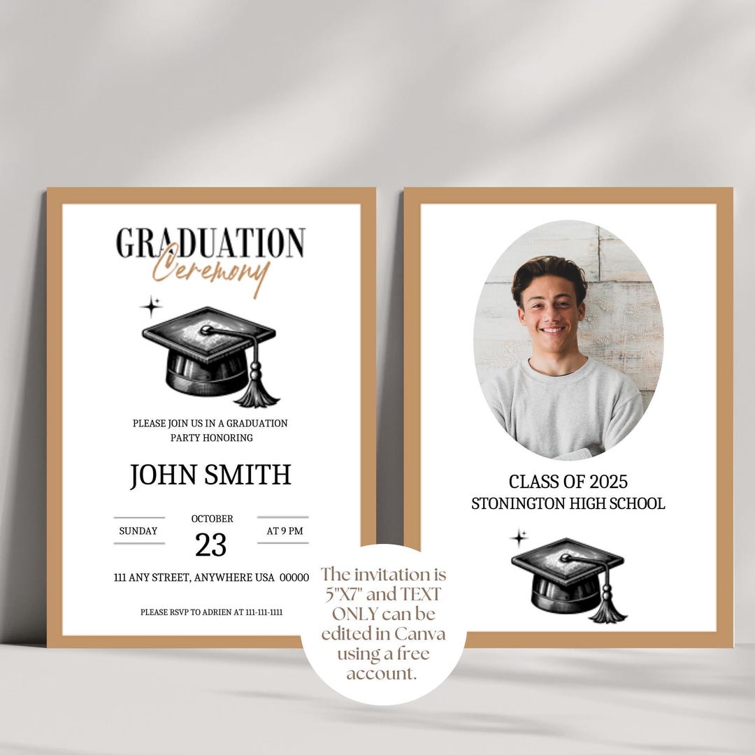 Graduation Invitation 2025 Boy, Graduation Invitation Male,editable ...