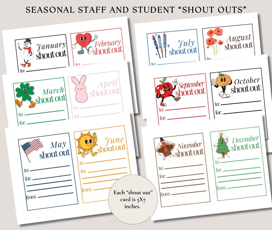 Staff Shout Out Cards, Employee Appreciation Cards, Printable Teacher ...