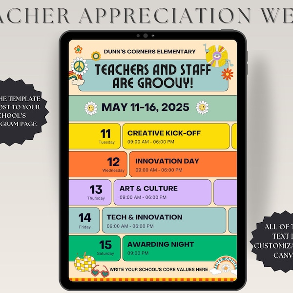 Staff Appreciation Week Calendar - Etsy