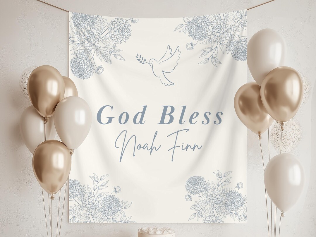 God Bless Baptism Banner: Christening Fabric Tapestry, Cake Backdrop - Etsy