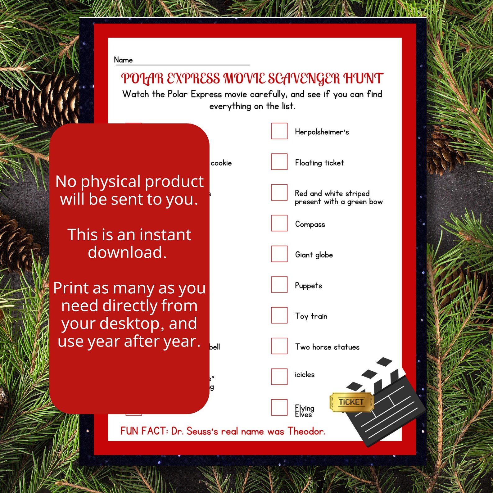 Christmas Movie Night Scavenger Hunt Christmas Movie Activity Family ...