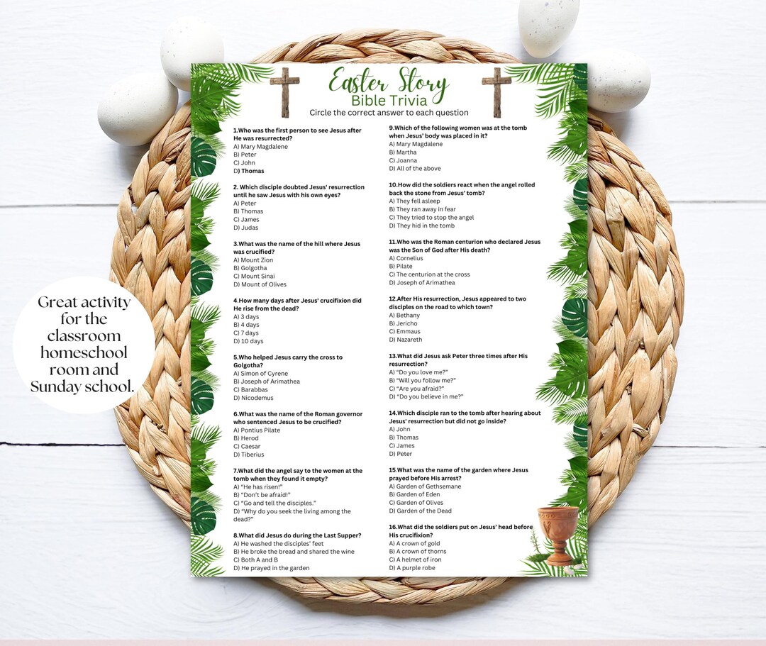 The Easter Story Bible Trivia, Bible Trivia for Easter, Easter Bible ...