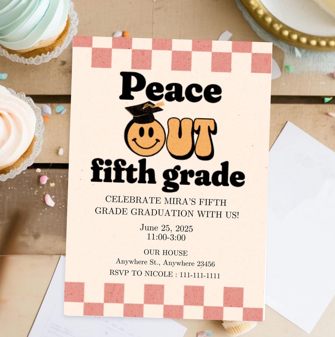 5th Grade Graduation Party Invitations, Graduation Invites for Fifth ...
