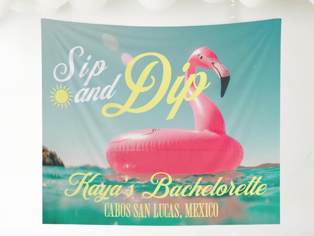 Personalized Sip and Dip Bachelorette Party Tapestry: Beach Pool Decor ...