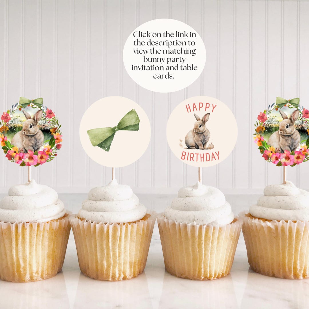Some Bunny is One Cupcake Topper, Flopsy Bunny Cupcake Topper, Bunny ...