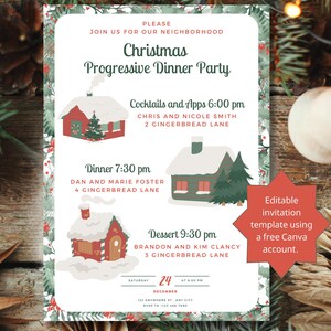 Progressive Dinner | Editable Template | Christmas Dinner Party ...