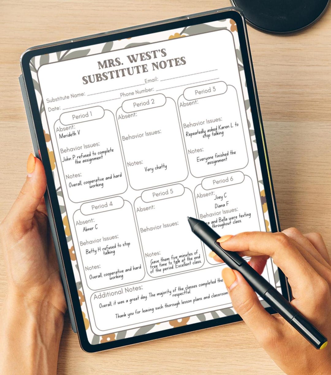 Editable Middle School High School Substitute Teacher Note Bundle ...