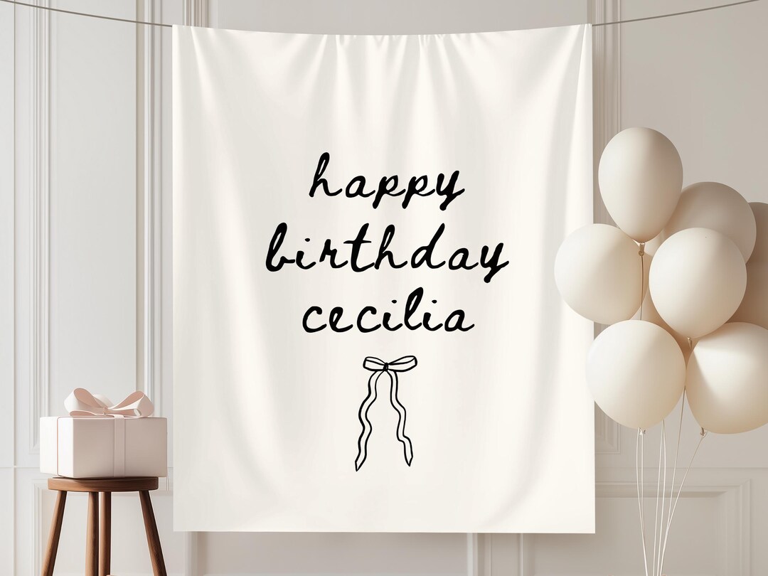 Custom Birthday Banner Fabric Name Sign Minimalist Name Party Sign Boho ...