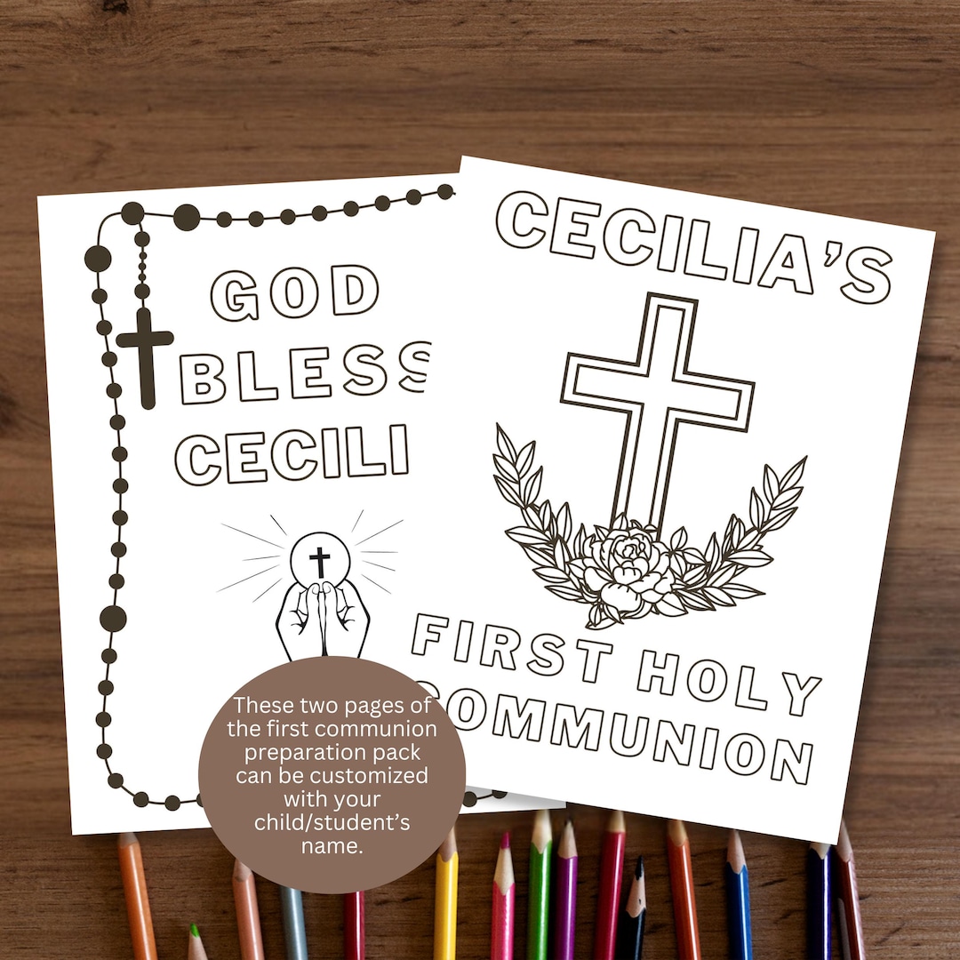 First Holy Communion Coloring Page 1st Communion Preparation Bundle ...