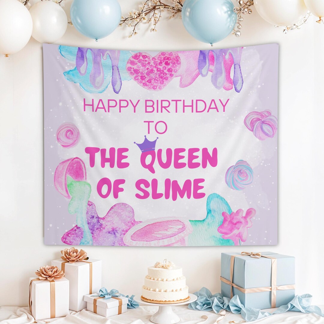 Slime Birthday Banner Custom Slime Party Decor Fun Slime Decorations ...