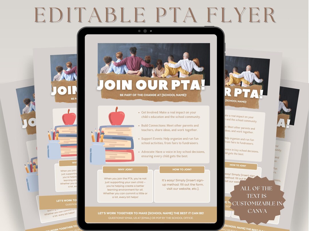 Editable PTA PTO Membership Flyer for Parent Teacher Volunteers ...