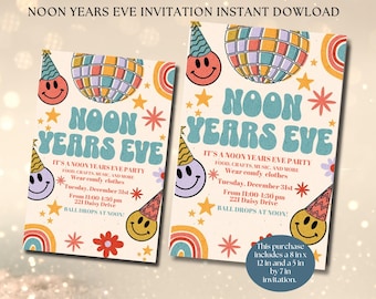 Editable Noon Years Eve Party Invite - Kids New Years Eve Party Evite ...