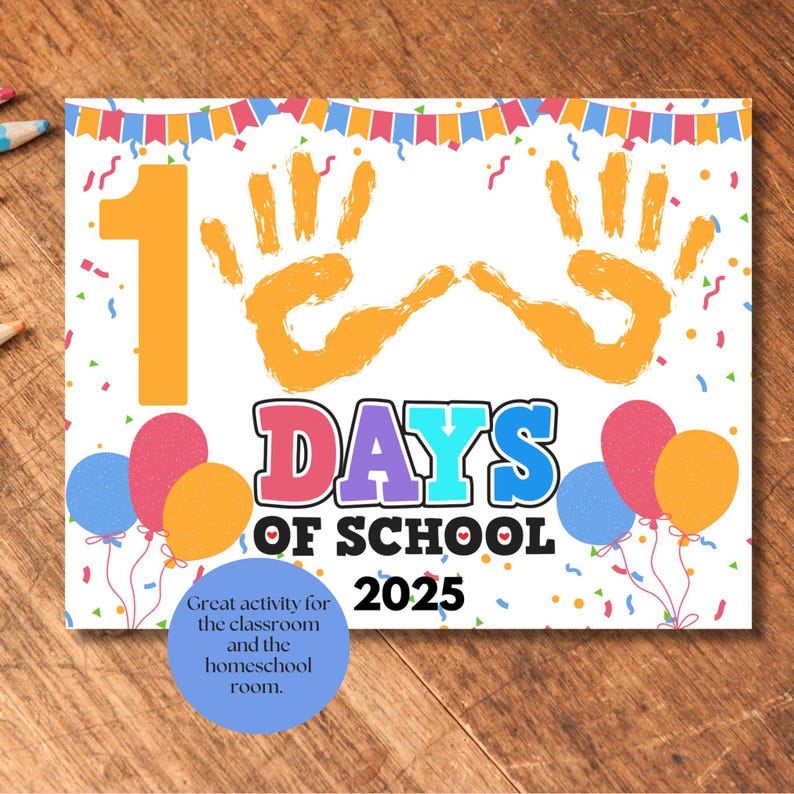 100 Days of School Handprint Art Printable Keepsake 100th Day ...