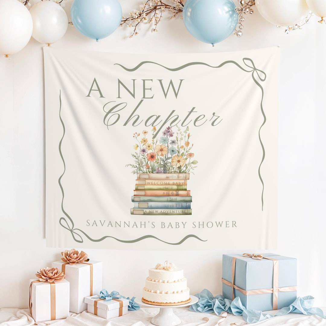 New Chapter Baby Shower Backdrop Custom,storybook Theme Banner Baby ...