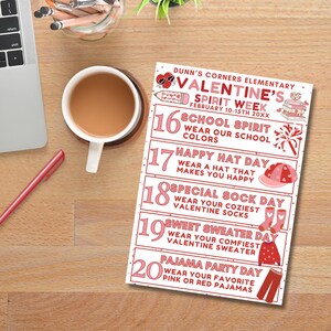 Editable Valentine February Spirit Week Flyer,valentine's Spirit Week ...