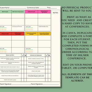Parent Teacher Conference Form Preschool Progress Report Pdf Classroom ...