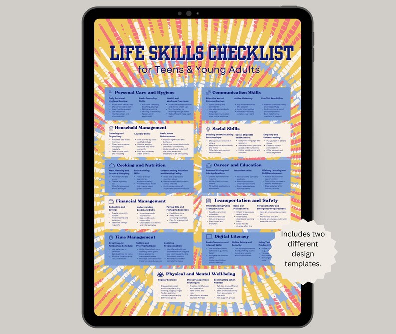 Bucket List Life Skills Checklist for Teens & Young Adults Printable ...