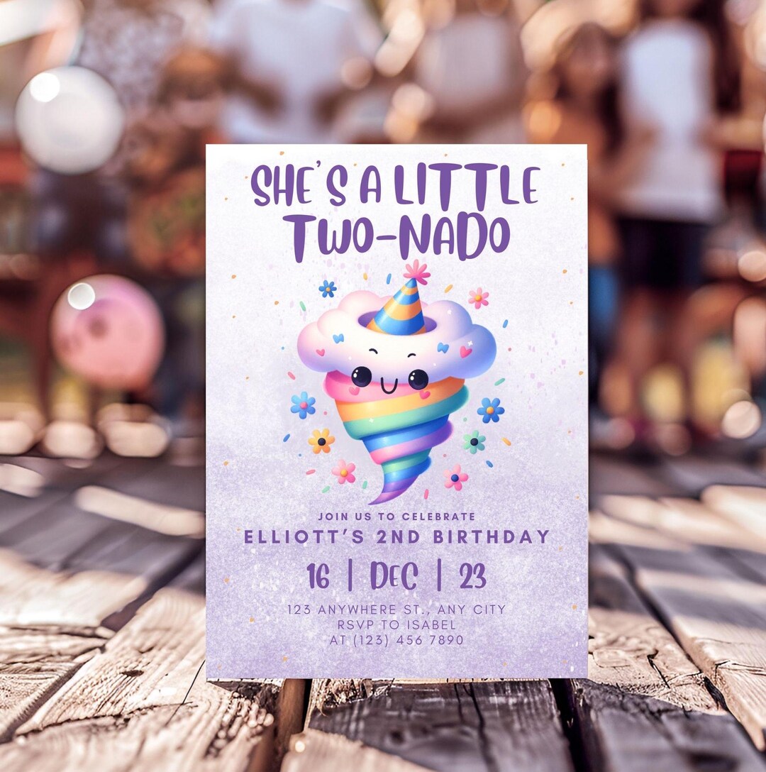 Two Nado Invitation, Editable Tornado Birthday Invite,printable ...