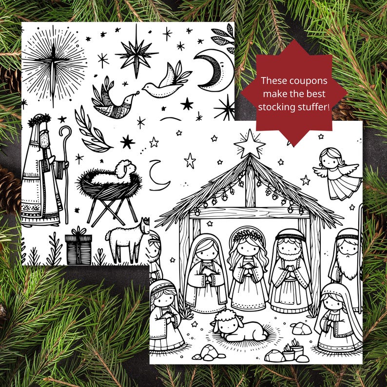 Nativity Coloring Page Advent Calendar instant Download Nativity Advent ...