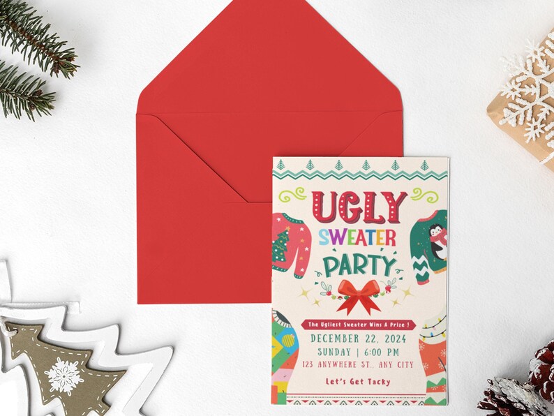 Ugly Sweater Party Invitation Instant Download Adult Christmas Party ...
