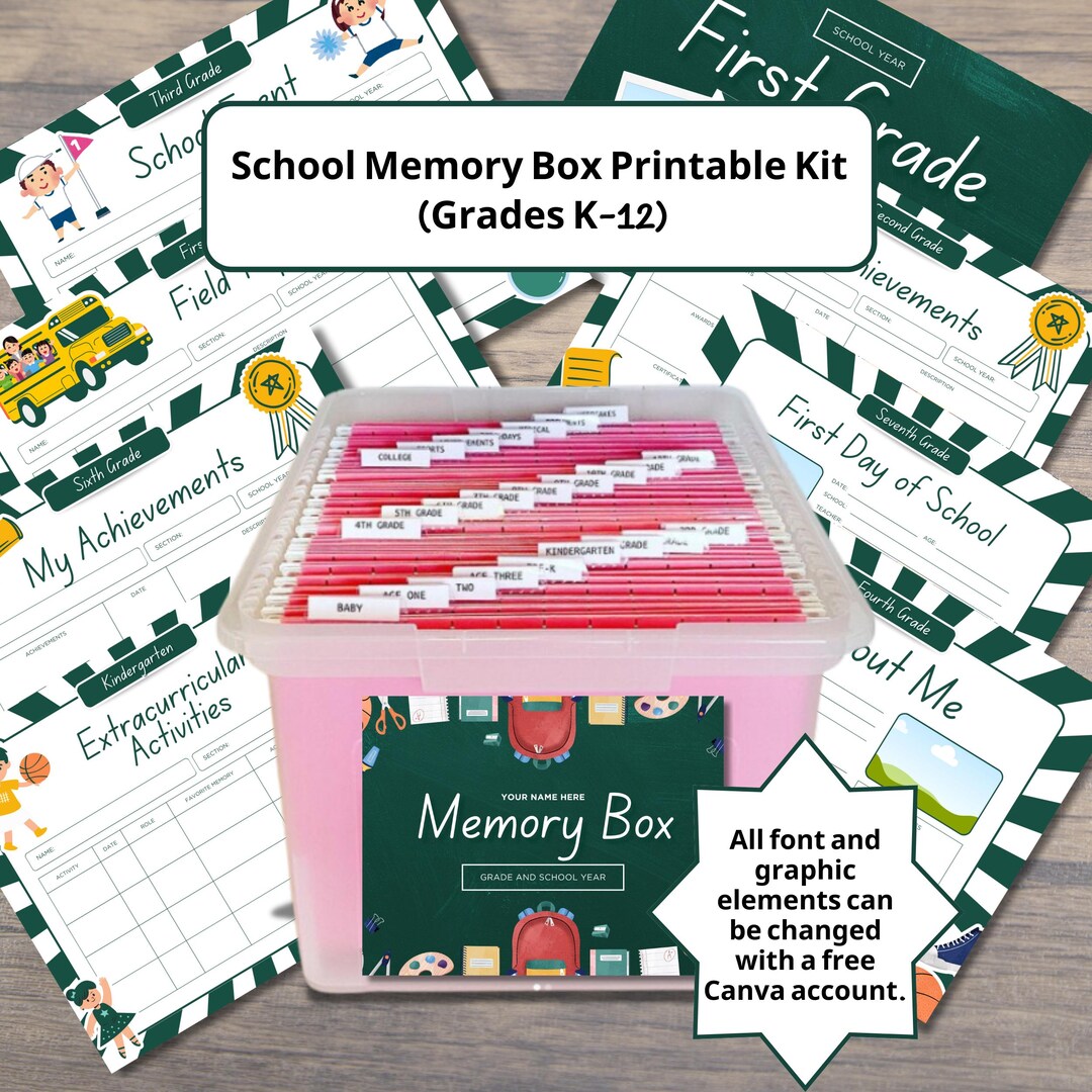 School Memory Box Keepsake for Kids|school Milestones|school Memory Box ...